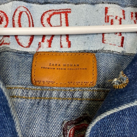 Zara | Jackets & Coats | Zara Rare Love Roses Embroidered Floral Denim ...